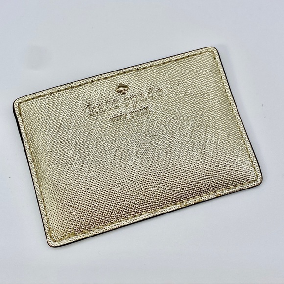kate spade | Bags | Kate Spade Gold Saffiano Leather Credit Card Money ...